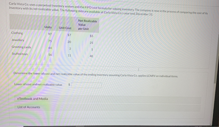 Solved Carla Vista Co. uses a perpetual inventory system and | Chegg.com