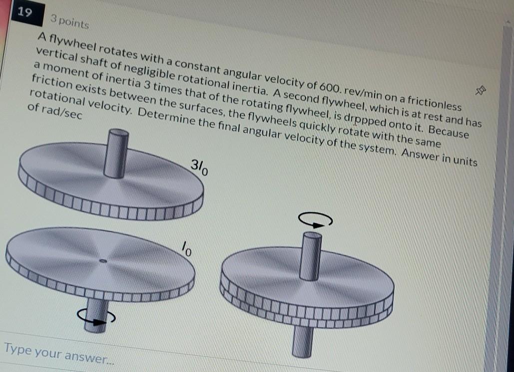 Solved 19 3 points A flywheel rotates with a constant | Chegg.com