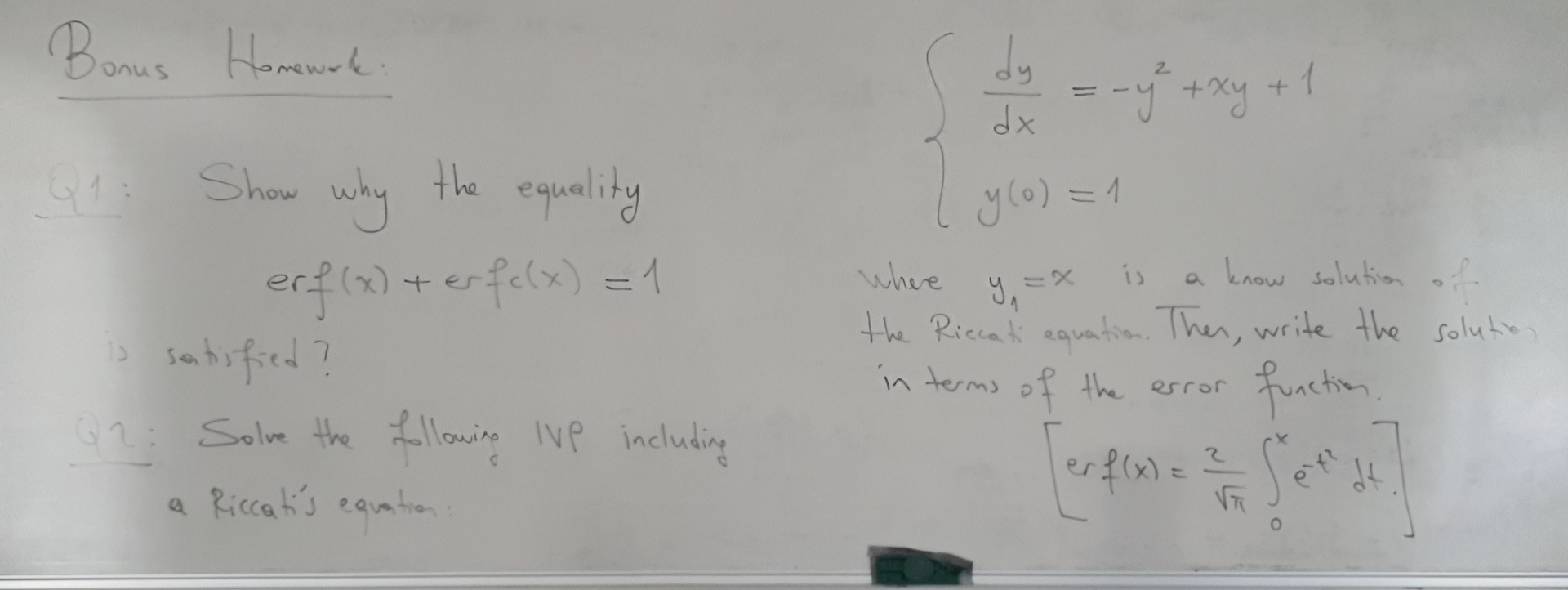 Solved Q1: Show why the equalityerff(x)+erffc(x)=1is | Chegg.com