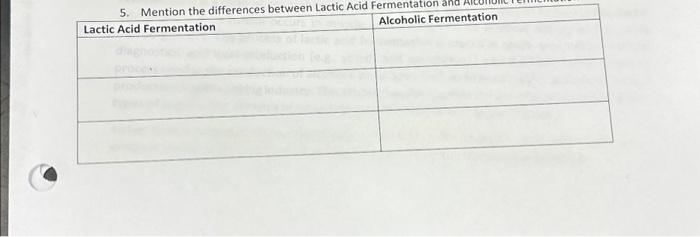 Solved 5 Mention The Differences Between Lactic Acid Chegg