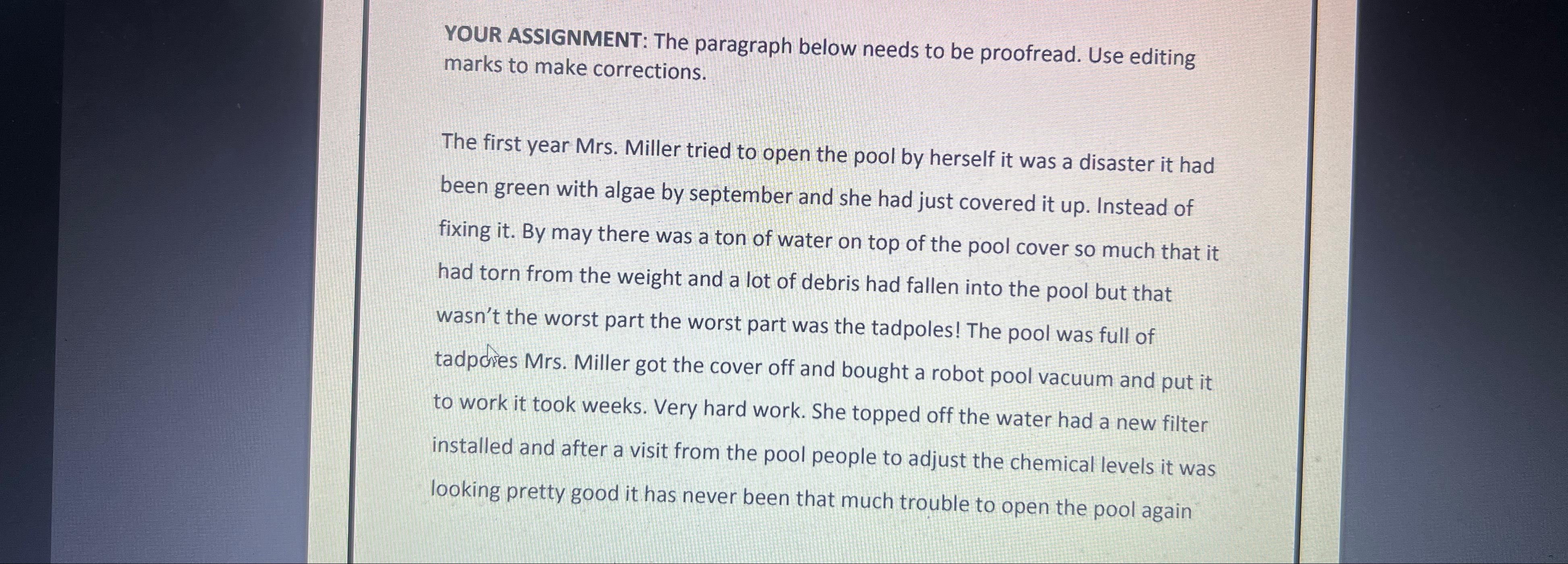 Solved YOUR ASSIGNMENT: The paragraph below needs to be | Chegg.com