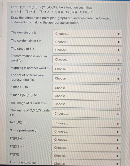 [Solved]: f(1)=3f(3)=3f(5)=2f(7)=4f(8)=4f(10)=7 Draw the di