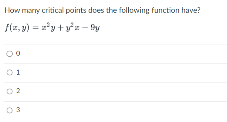 Solved How many critical points does the following function | Chegg.com