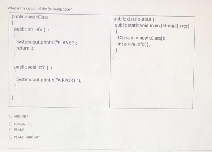 Solved What is the output of the following code? public | Chegg.com