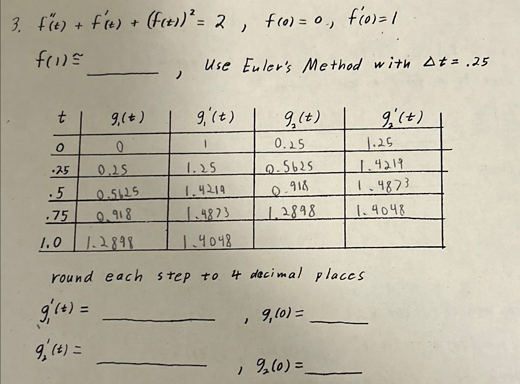 Solved f''(t)+f'(t)+(f(t))2=2,f(0)=0,f'(0)=1f(1)~=, ﻿Use | Chegg.com