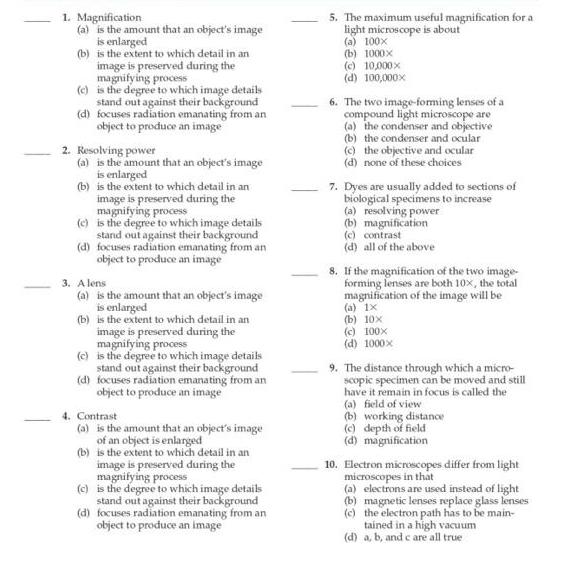 Solved Magnification(a) ﻿is the amount that an object's | Chegg.com