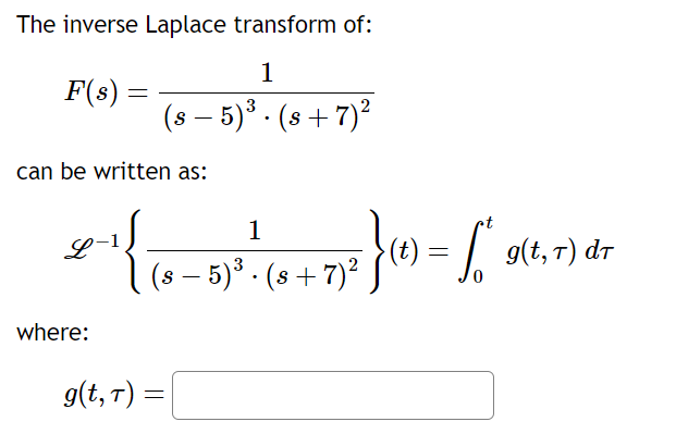 Solved The inverse Laplace transform | Chegg.com