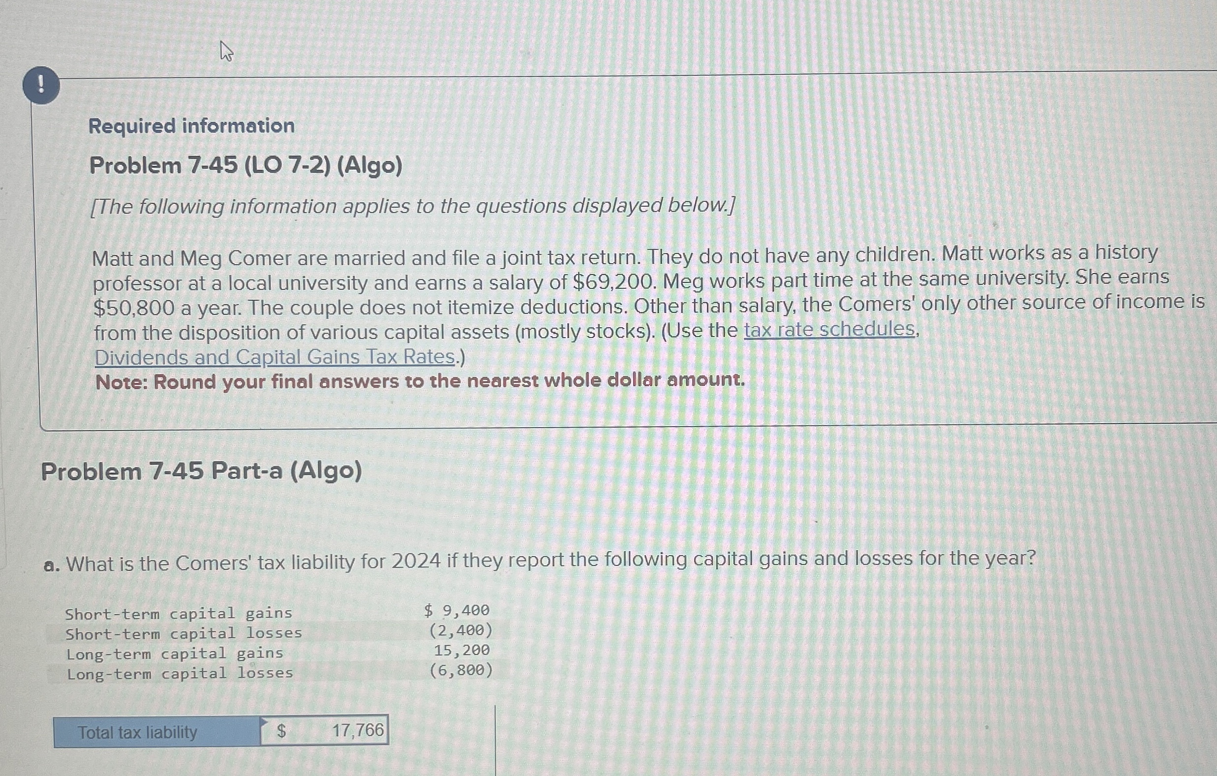 Solved Required informationProblem 7-45 (LO 7-2) (Algo)[The | Chegg.com