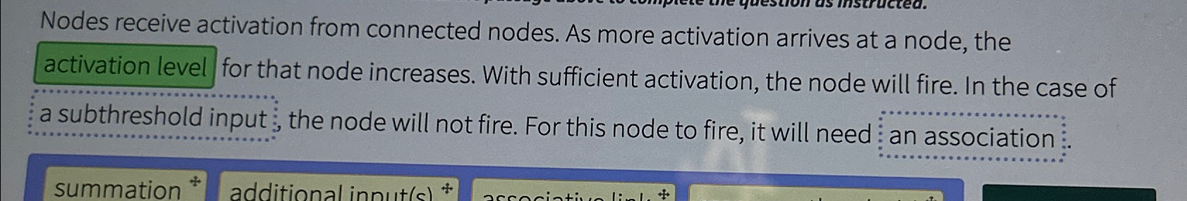 Solved Nodes receive activation from connected nodes. As | Chegg.com