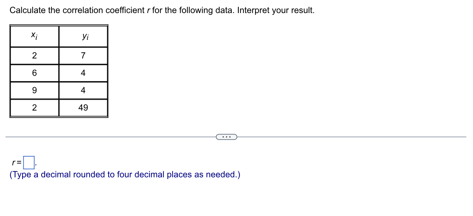 Solved Calculate the correlation coefficient r ﻿for the | Chegg.com