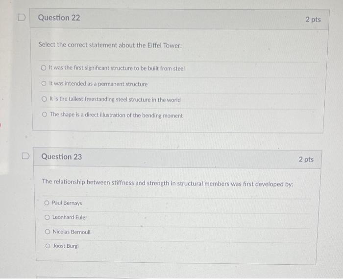 Solved Select the correct statement about the Eiffel Tower: | Chegg.com
