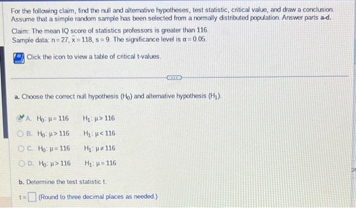 Solved For the following claim, find the null and | Chegg.com