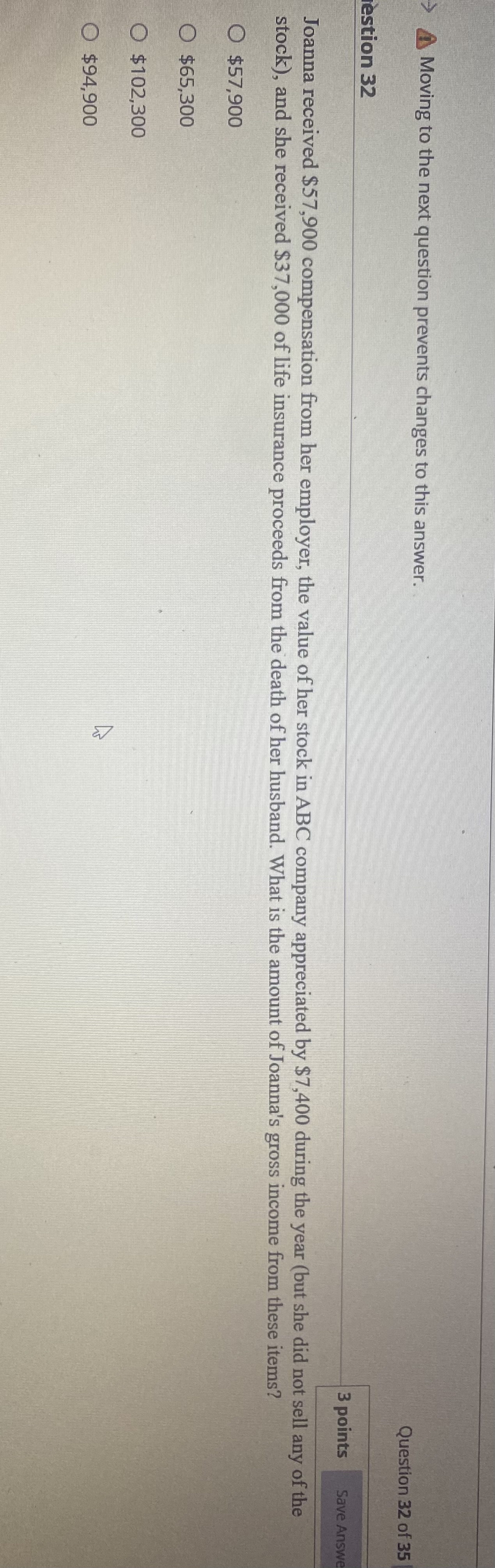 Solved iestion 32Joanna received $57,900 ﻿compensation from | Chegg.com