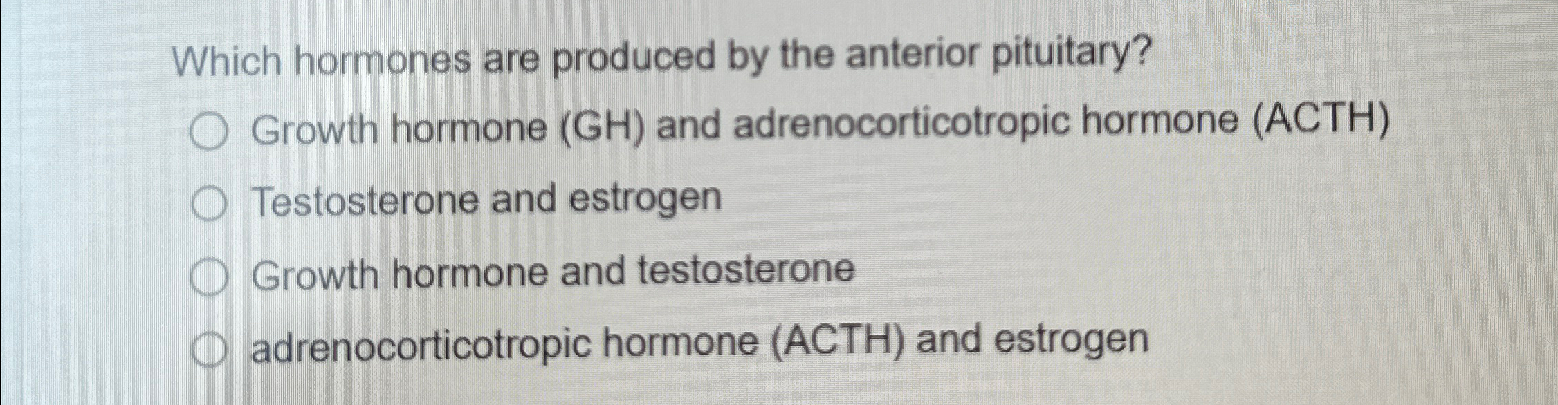 Solved Which hormones are produced by the anterior | Chegg.com