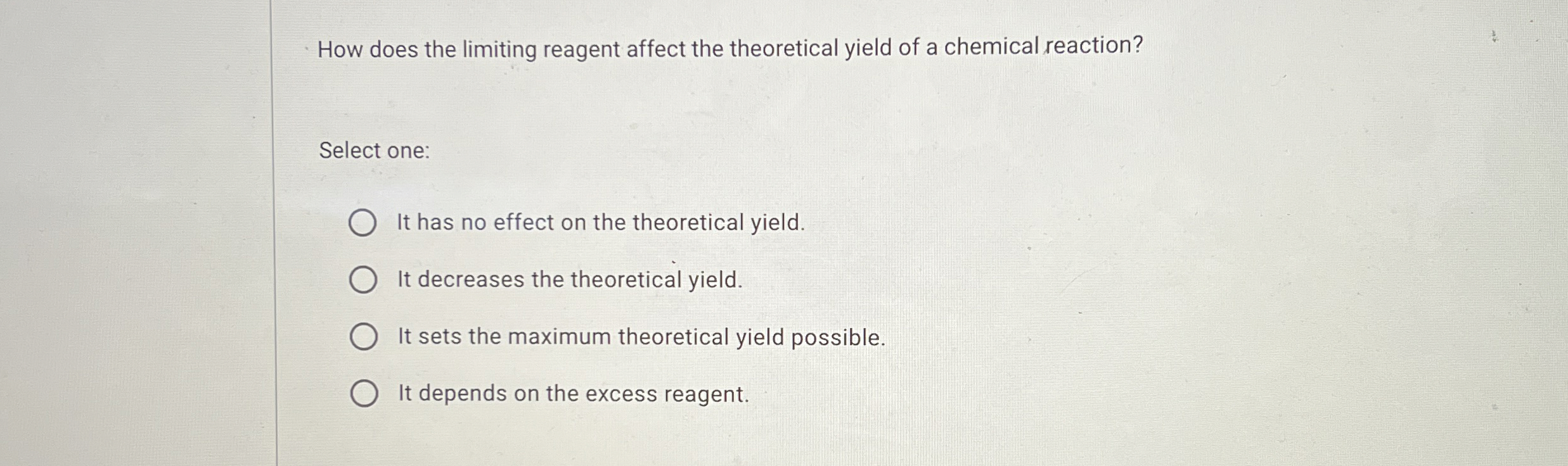 Solved How does the limiting reagent affect the theoretical | Chegg.com