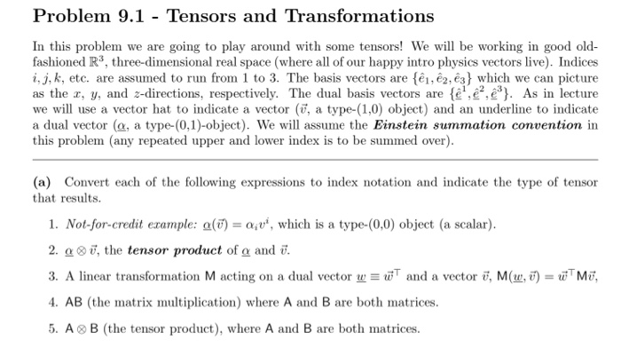 Solved Problem 9.1 - Tensors and Transformations In this | Chegg.com