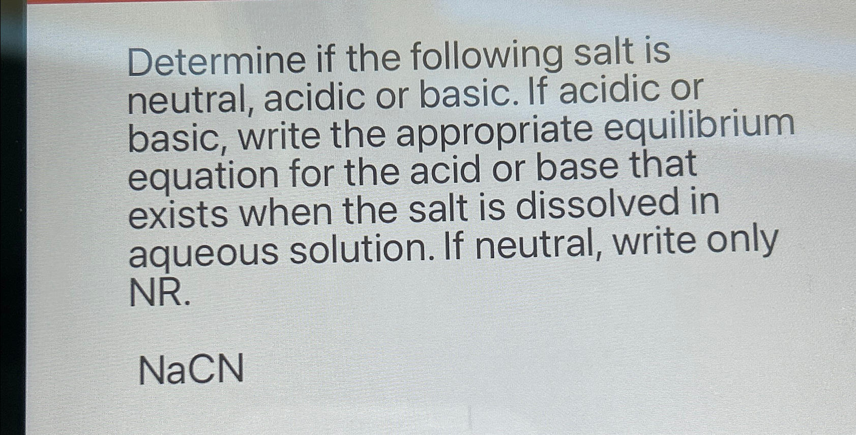 Solved Determine if the following salt is neutral, acidic or | Chegg.com