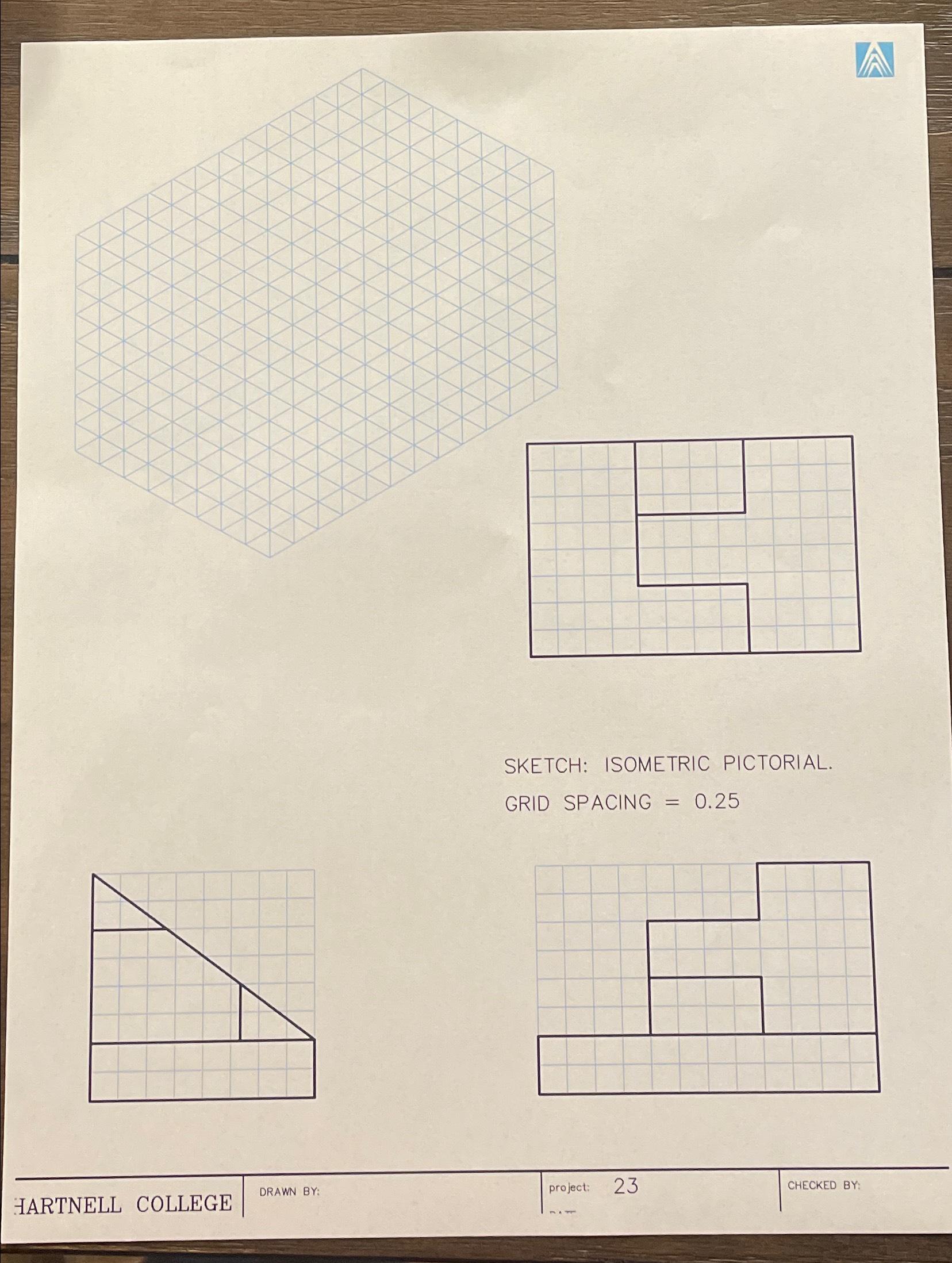 Solved SKETCH: ISOMETRIC PICTORIAL. GRID SPACING | Chegg.com