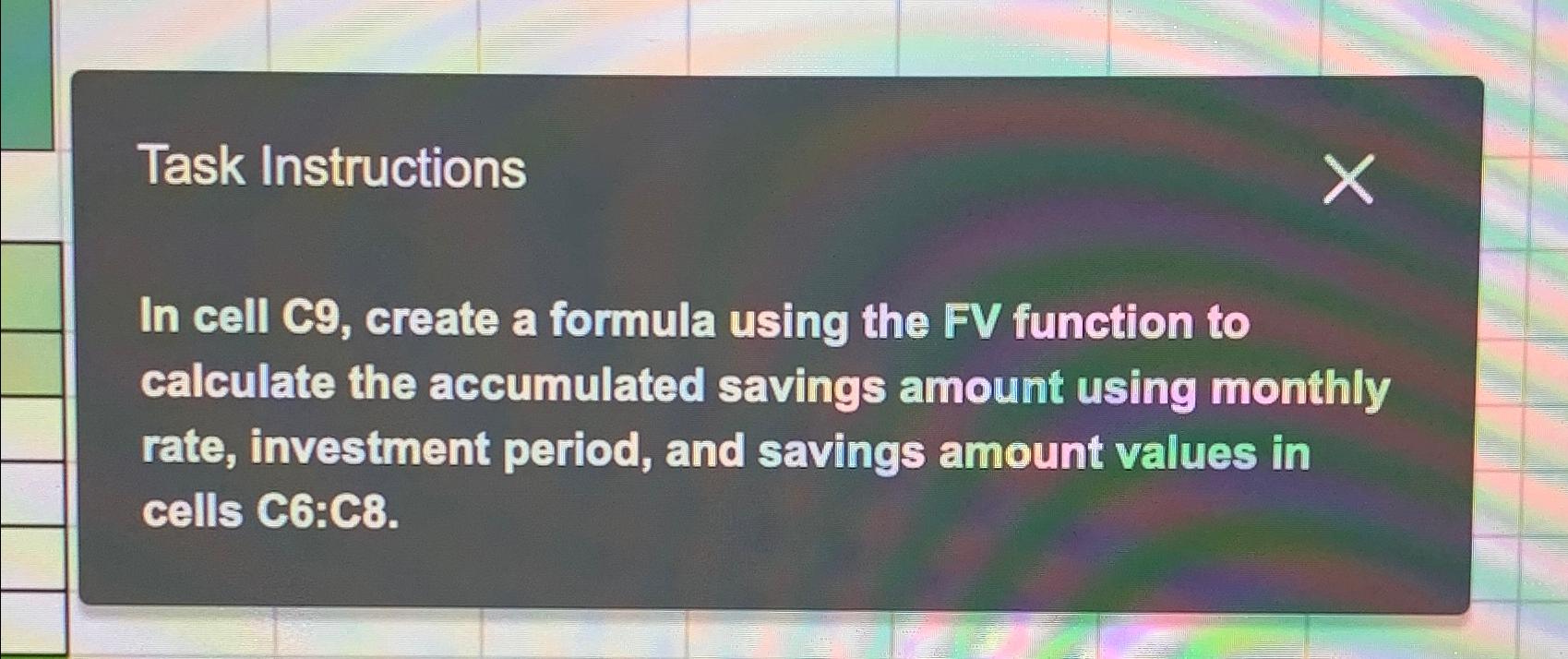 Solved Task InstructionsIn cell C9, ﻿create a formula using | Chegg.com