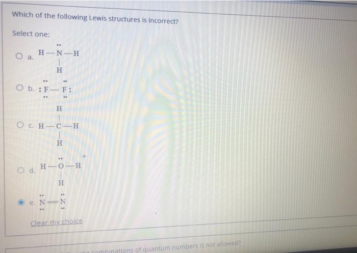 Solved Which of the following Lewis structures is incorrect? | Chegg.com