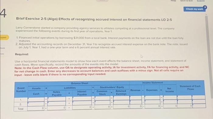 Solved Brief Exercise 2.5 (Algo) Effects of recognizing | Chegg.com