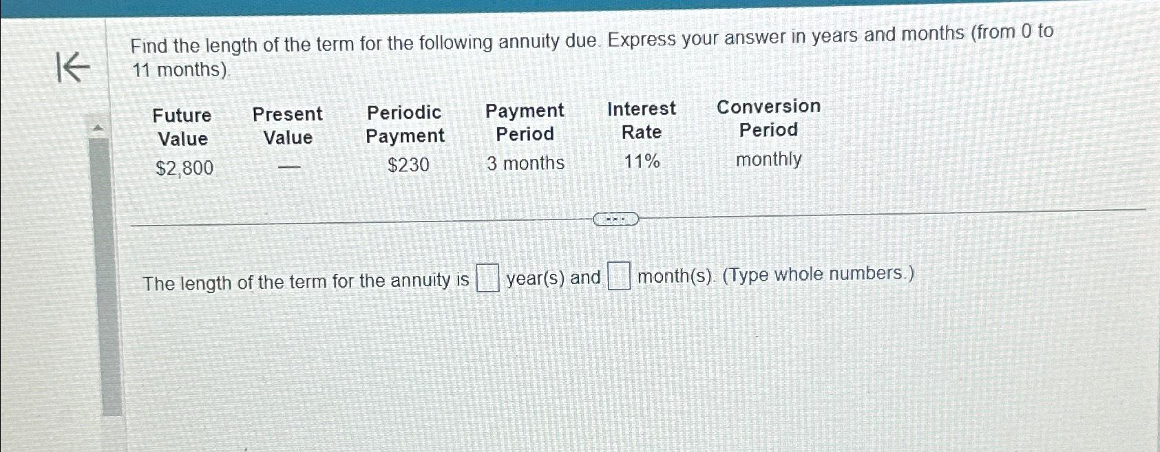 Solved Find the length of the term for the following annuity | Chegg.com