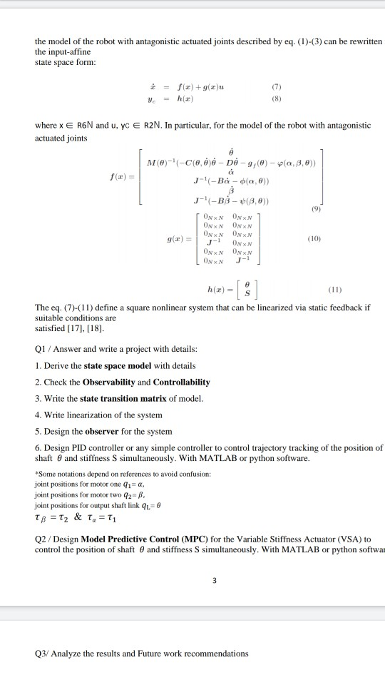 Variable Stiffness Actuator control by using Model | Chegg.com