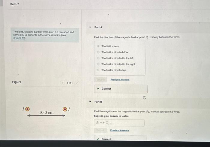 The field is directed to the lett. Two long, | Chegg.com