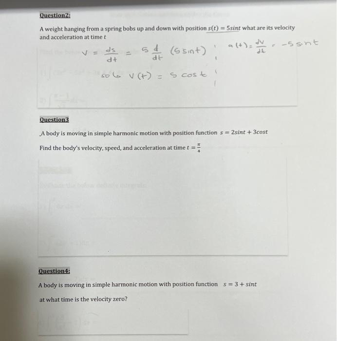 Solved A weight hanging from a spring bobs up and down with | Chegg.com