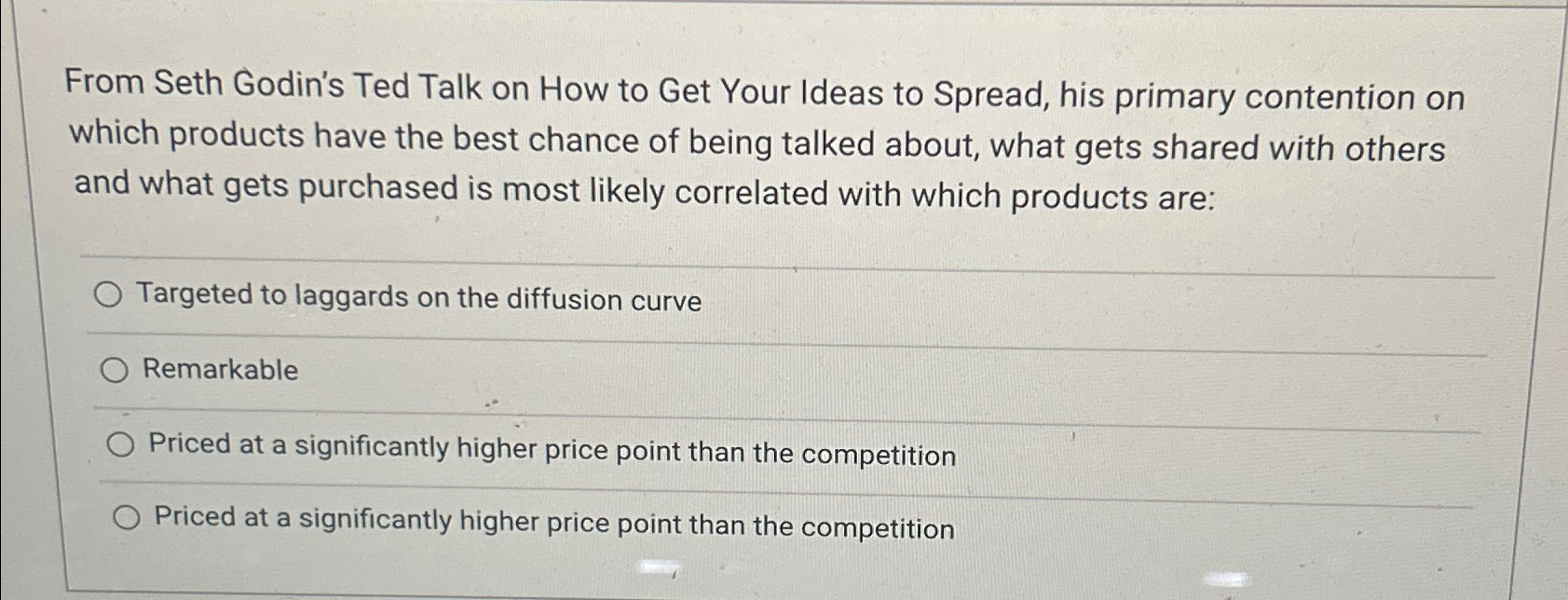 Solved From Seth Godin's Ted Talk on How to Get Your Ideas | Chegg.com