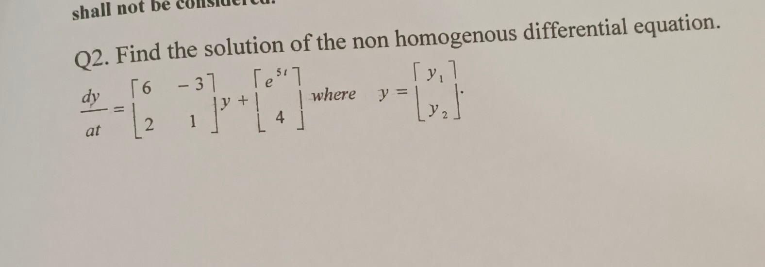 Solved Q2. Find the solution of the non homogenous | Chegg.com