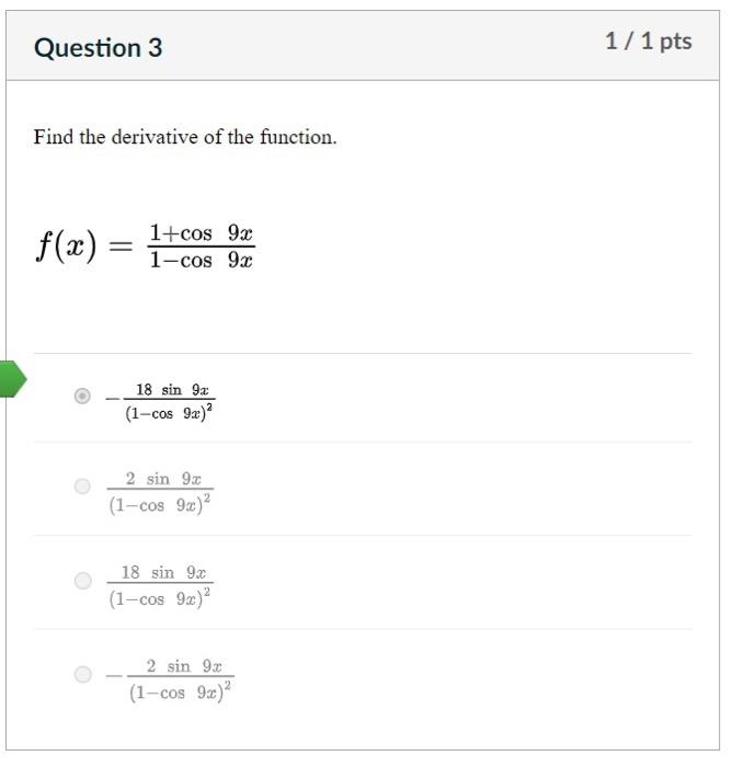 Solved Question 3 Find the derivative of the function. f(x) | Chegg.com