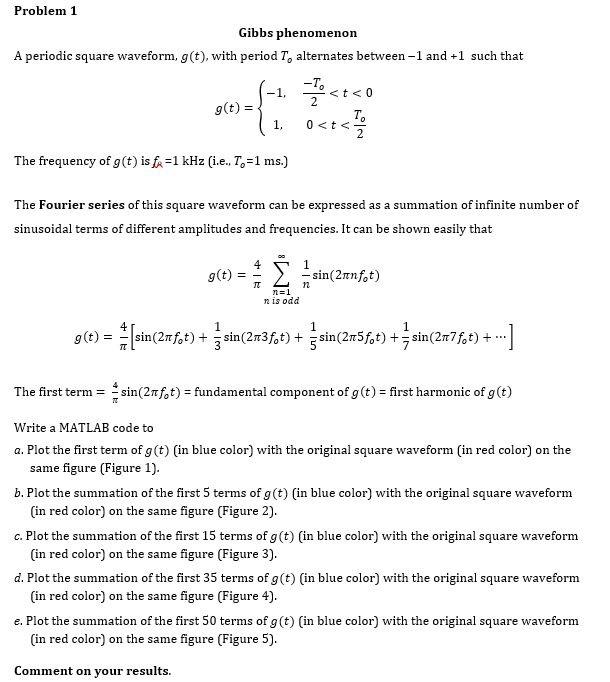 Solved A periodic square waveform, g(t), with period T0 | Chegg.com