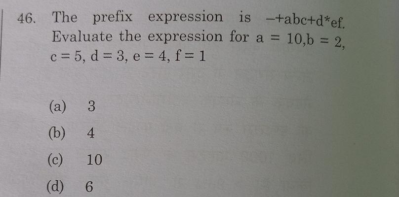 Solved The Prefix Expression Is Abcdef ﻿evaluate The 