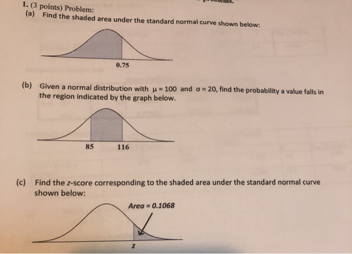 Solved -PICS. 1. (3 points) Problem: (a) Find the shaded | Chegg.com