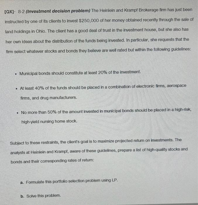 Solved 3. Problem 8-2 (pg 311) - Perform the four steps | Chegg.com