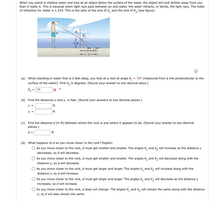Solved When you stand in shallow water and look at an object | Chegg.com