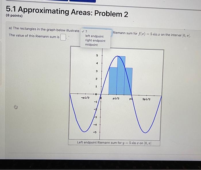 Solved 5.1 Approximating Areas: Problem 2 ( point) (8 | Chegg.com