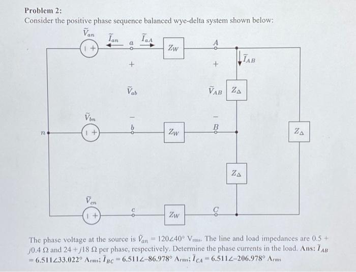 Solved Problem 2: Consider the positive phase sequence | Chegg.com