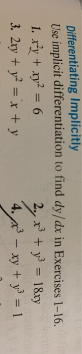 Solved Differentiating Implicitly Use implicit | Chegg.com