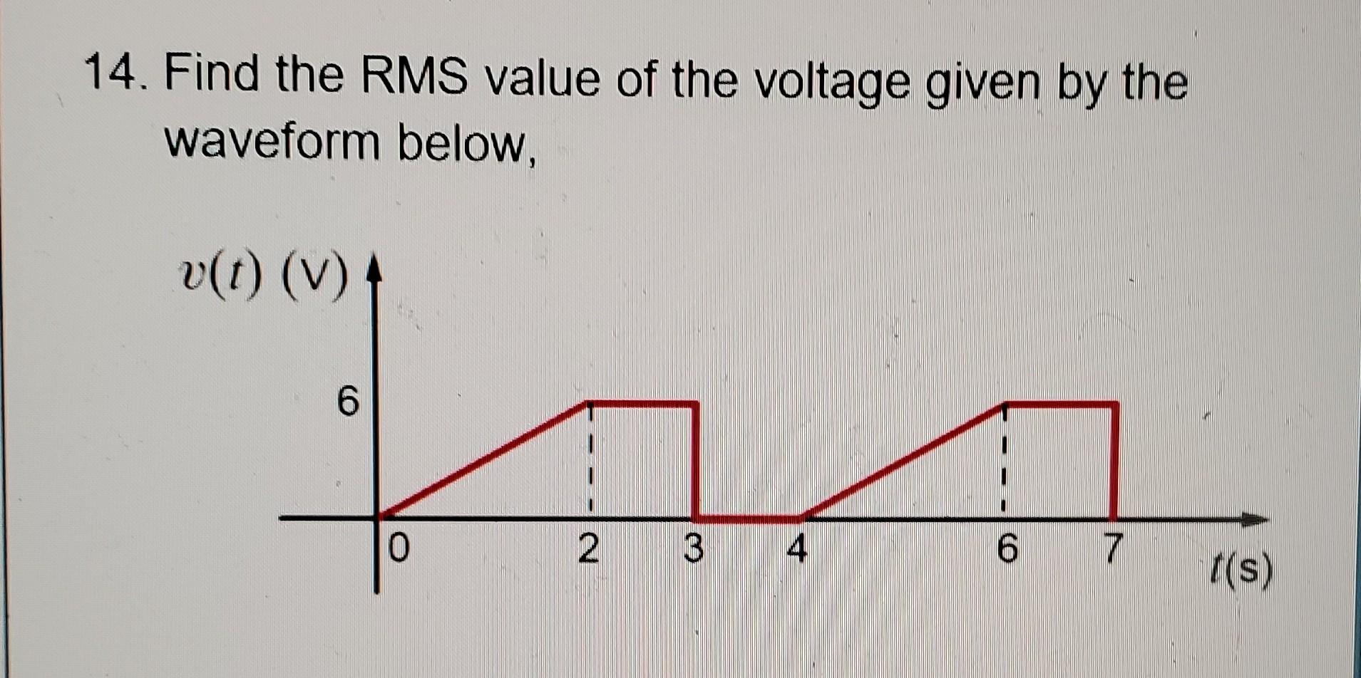Solved 14. Find the RMS value of the voltage given by the | Chegg.com