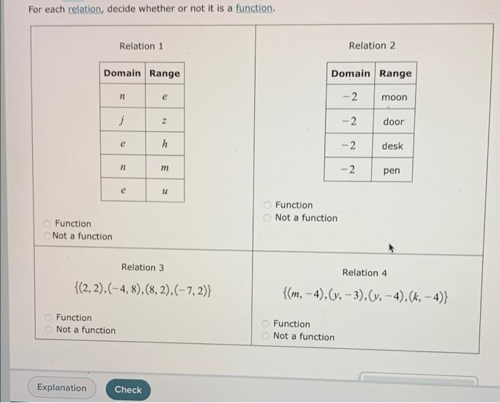 Solved For each relation, decide whether or not it is a | Chegg.com