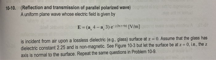 10-10. (Reflection and transmission of parallel | Chegg.com