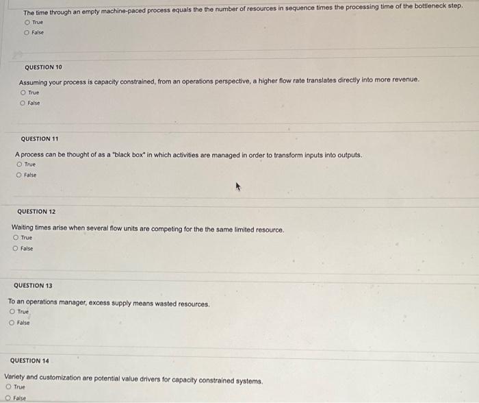 Solved The time through an empty machine-paced process | Chegg.com