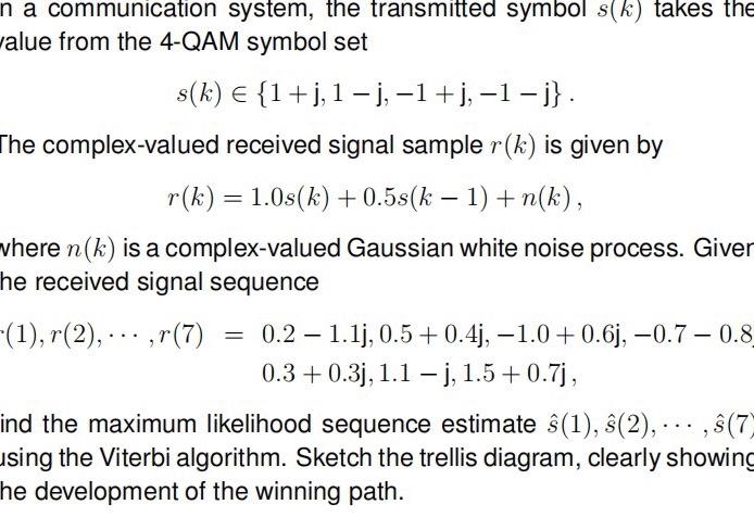 ר a communication system, the transmitted symbol s(k) | Chegg.com