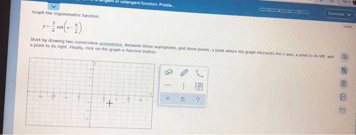 Solved of cotangent function Proble Graph the trigonometric | Chegg.com
