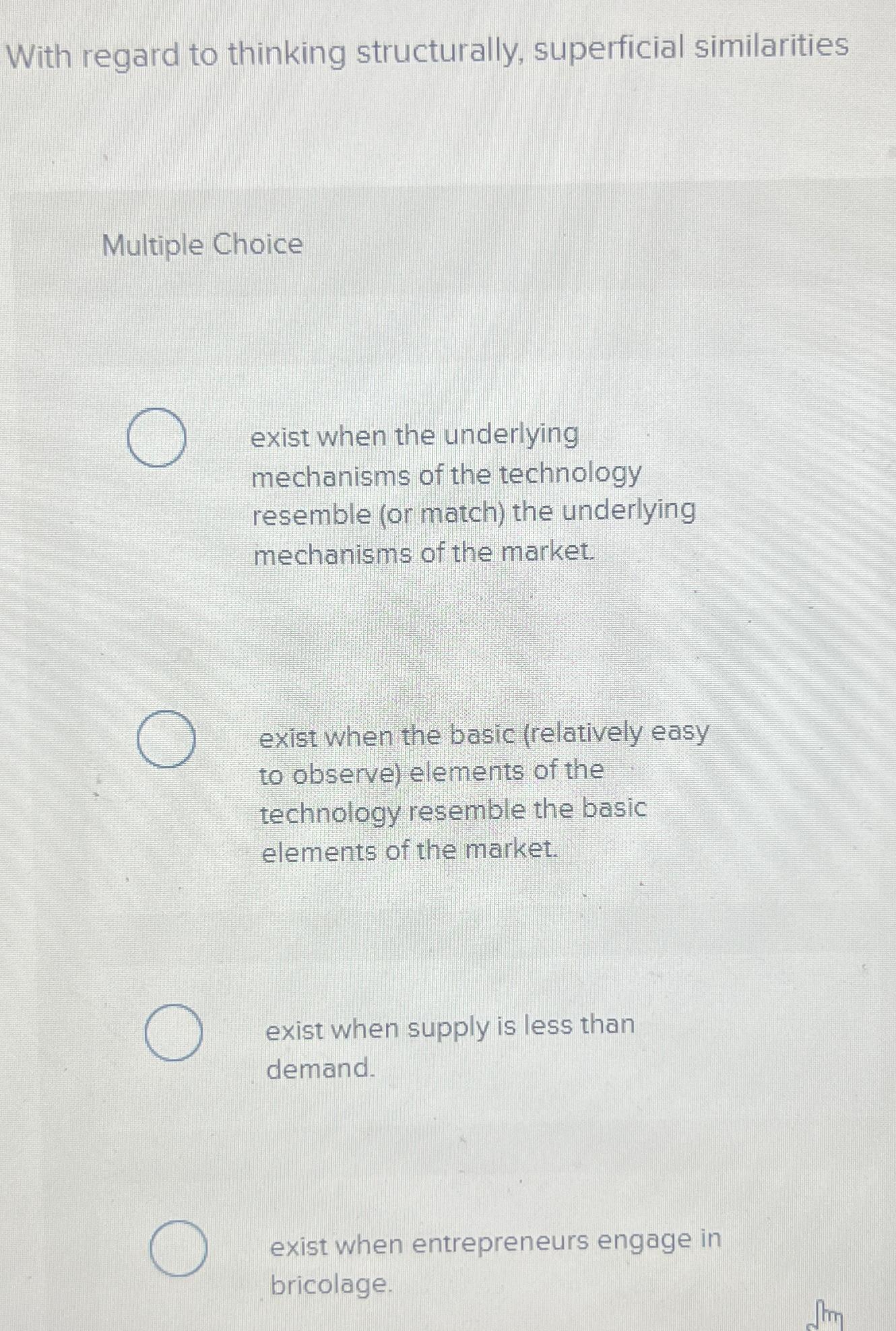 Solved With regard to thinking structurally, superficial | Chegg.com