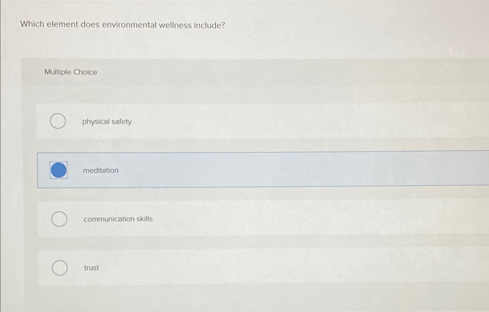 Solved Which element does environmental wellness | Chegg.com