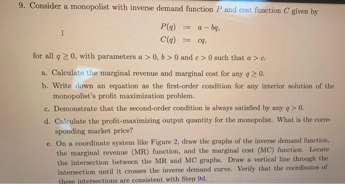 Solved 9. Consider a monopolist with inverse demand function | Chegg.com