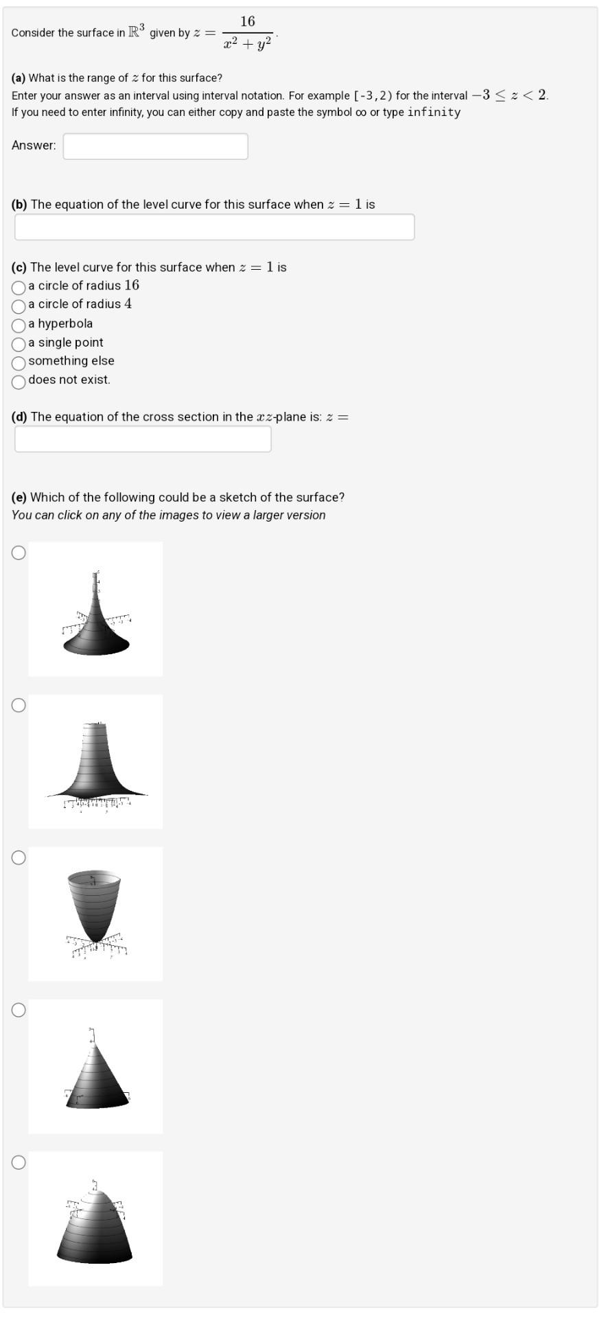 Solved Consider the surface in R3 given by z=x2+y216. (a) | Chegg.com
